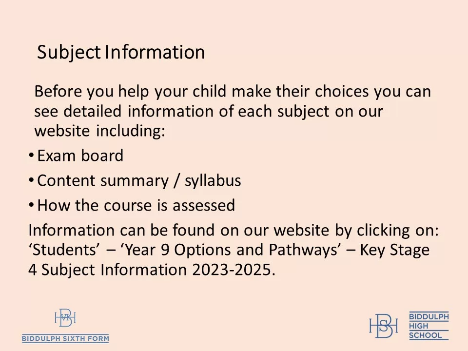 Biddulph High School | Year 9 Options and Pathways